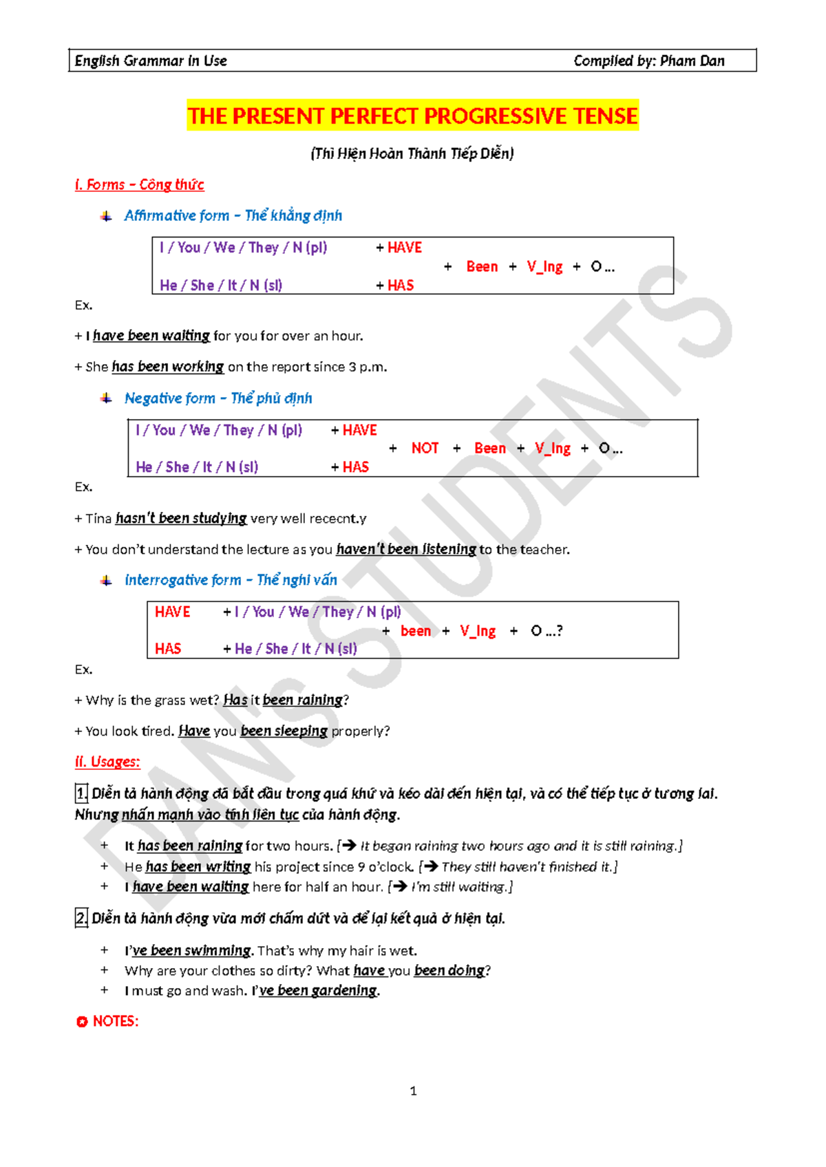 English Grammar In Use: The Present Perfect Progressive Tense - Studocu