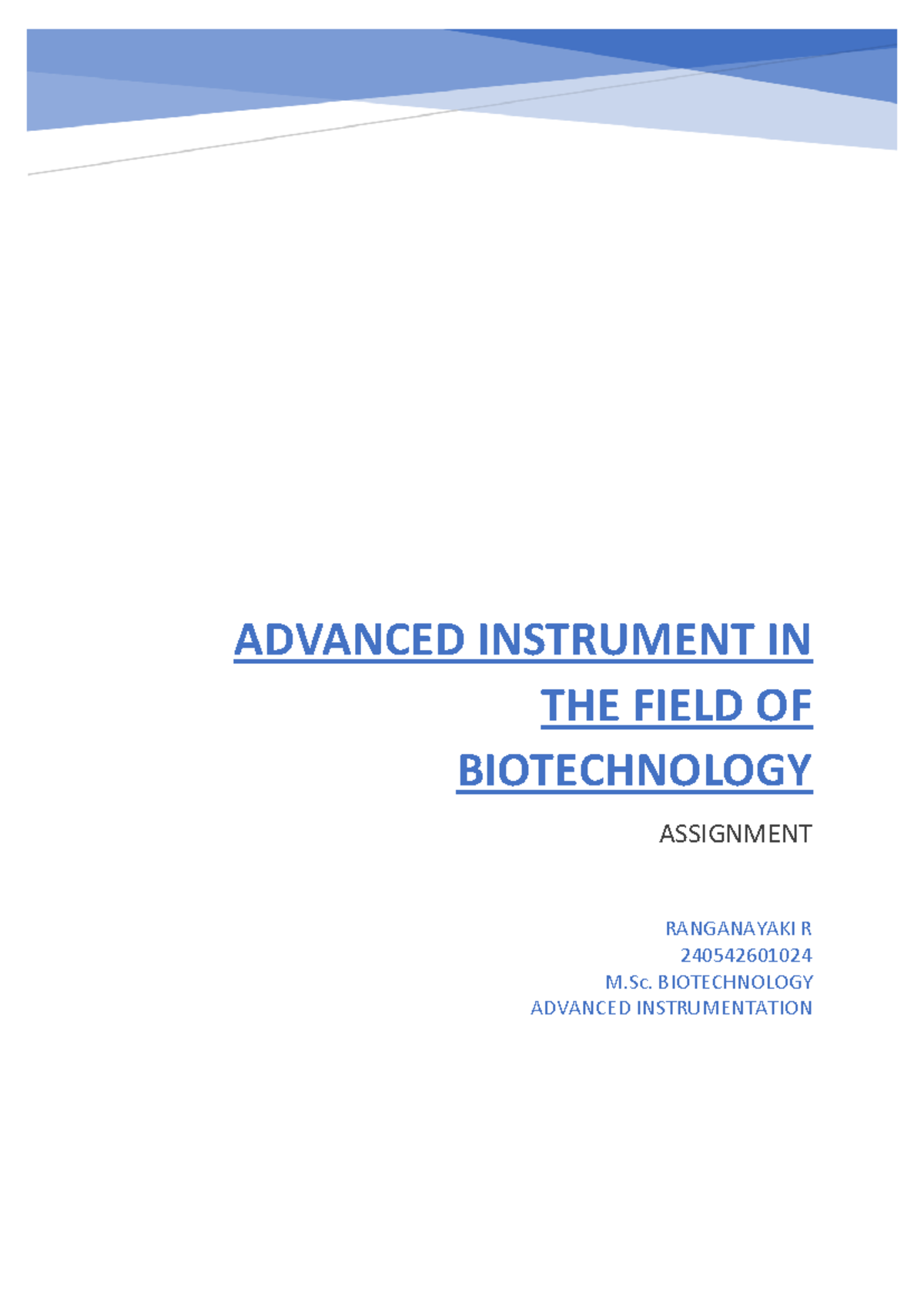 M.Sc. Biotechnology Assignment: Cryo Electron Microscopy Overview - Studocu