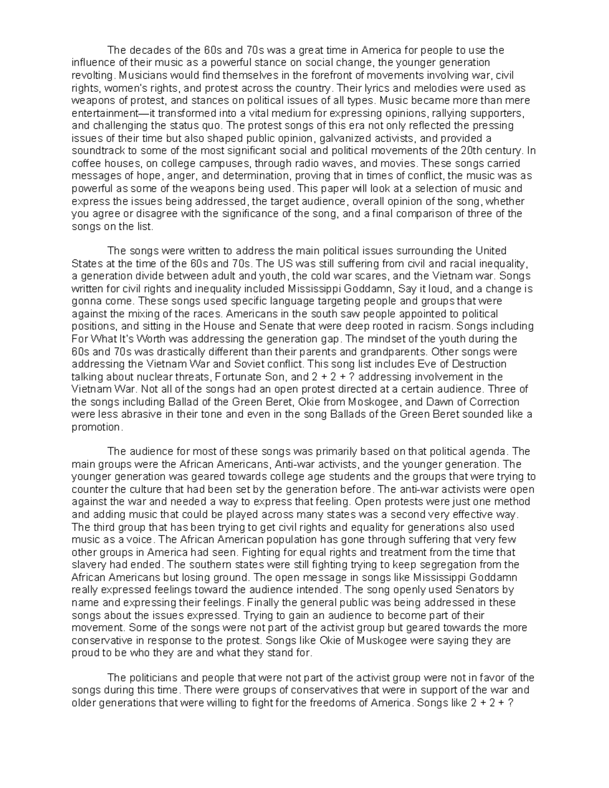 Primary source 7 - Write up for class - The decades of the 60s and 70s ...
