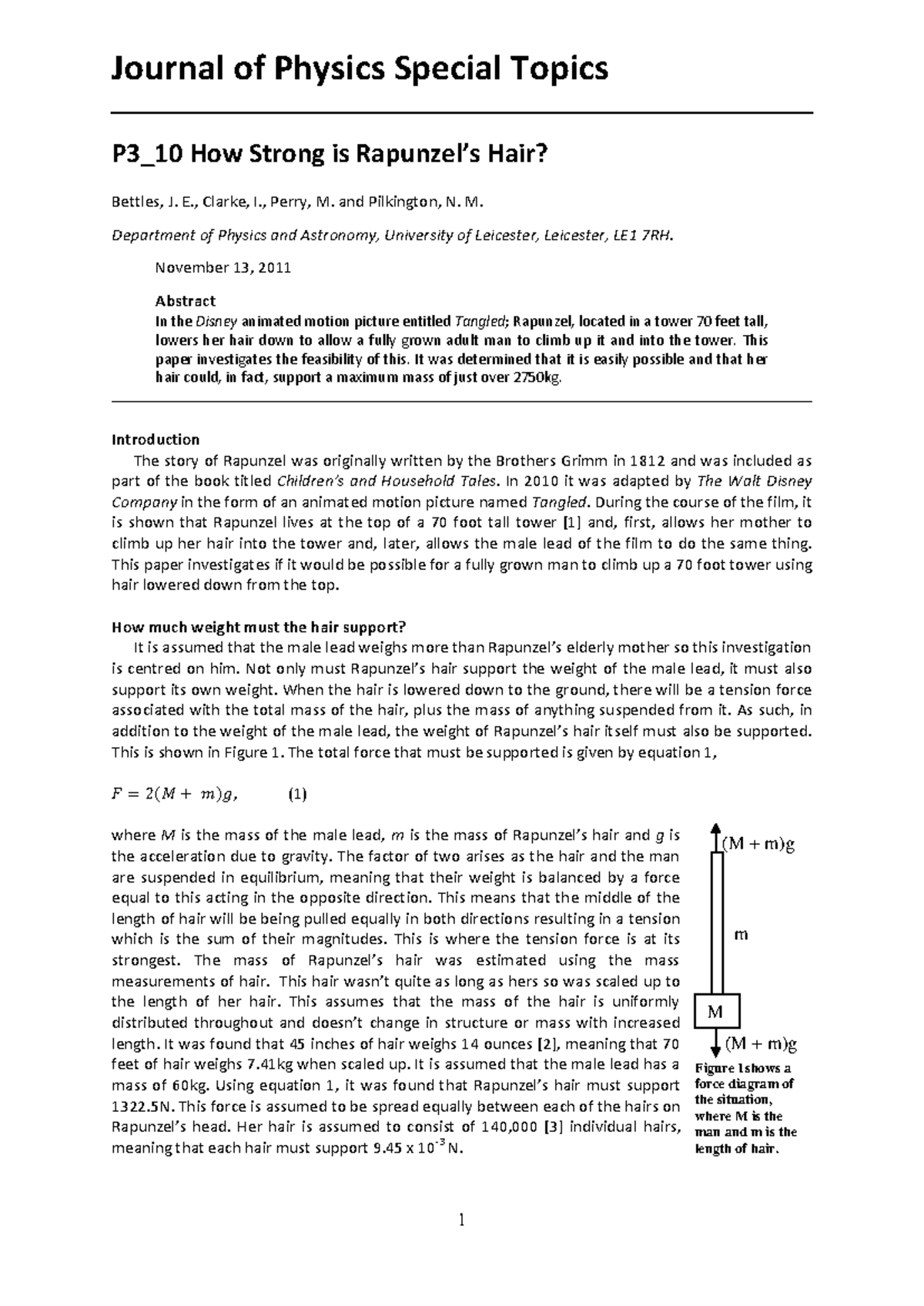 Journal of Physics Special Topics P3_10: Analyzing Rapunzel's Hair ...