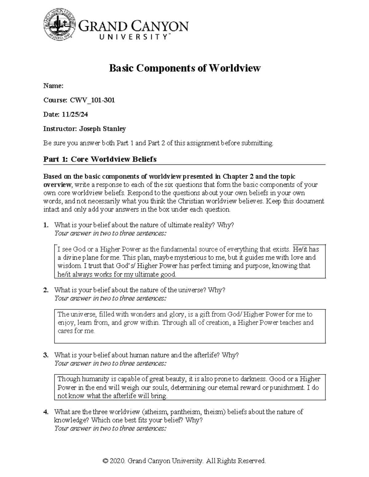CWV 101 301 RS T1Basic Components Of Worldview - Basic Components of ...