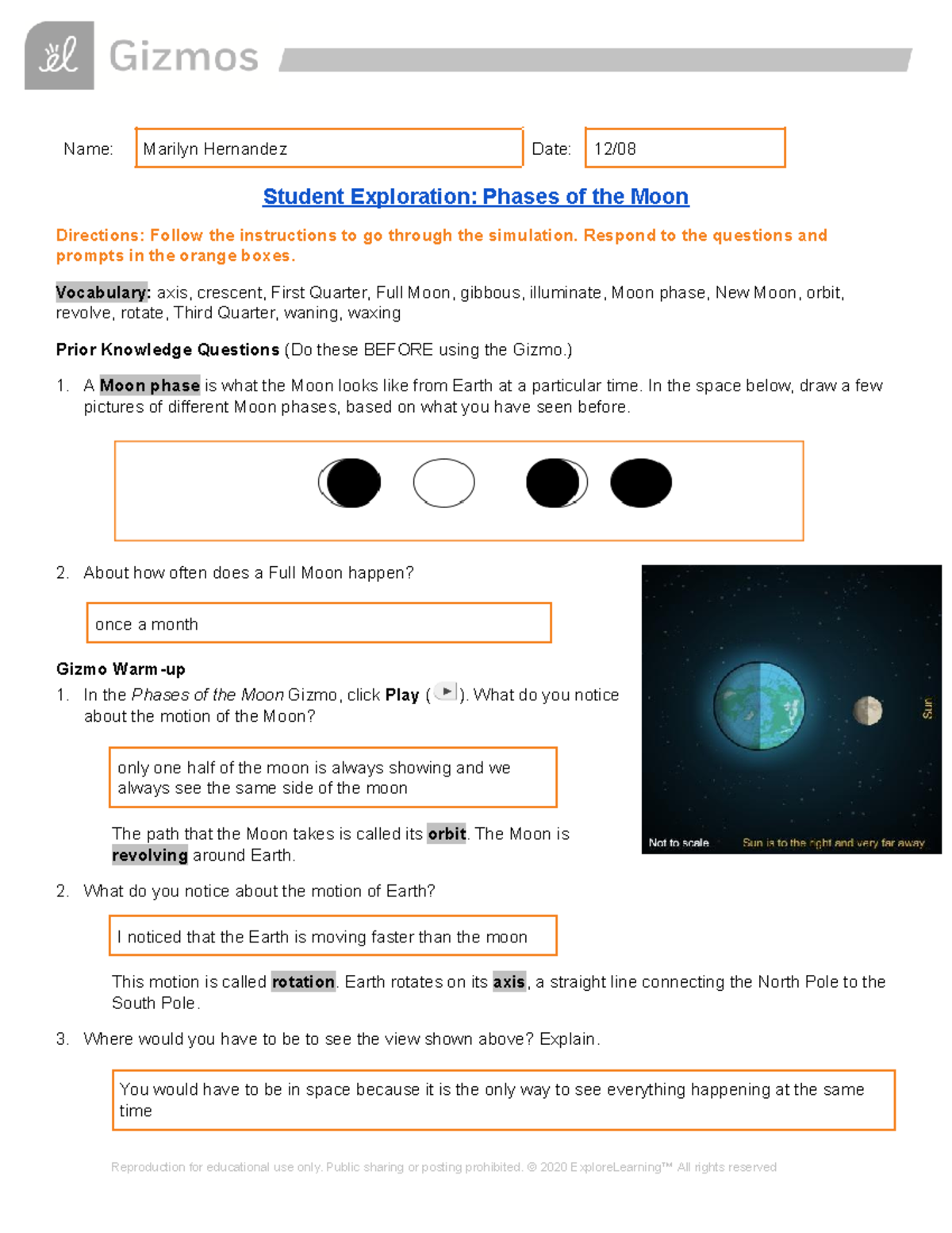 Phases of the Moon: Student Exploration (SE) Gizmo Guide - Studocu