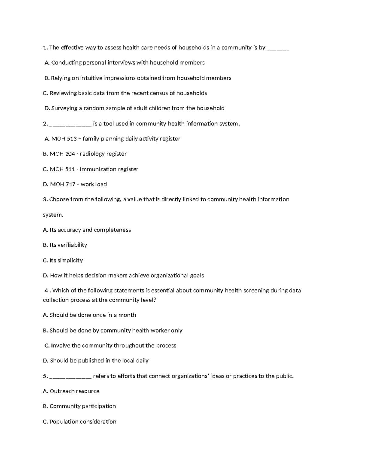 CHIS 2 - Community Health Information System Quiz Notes - Studocu