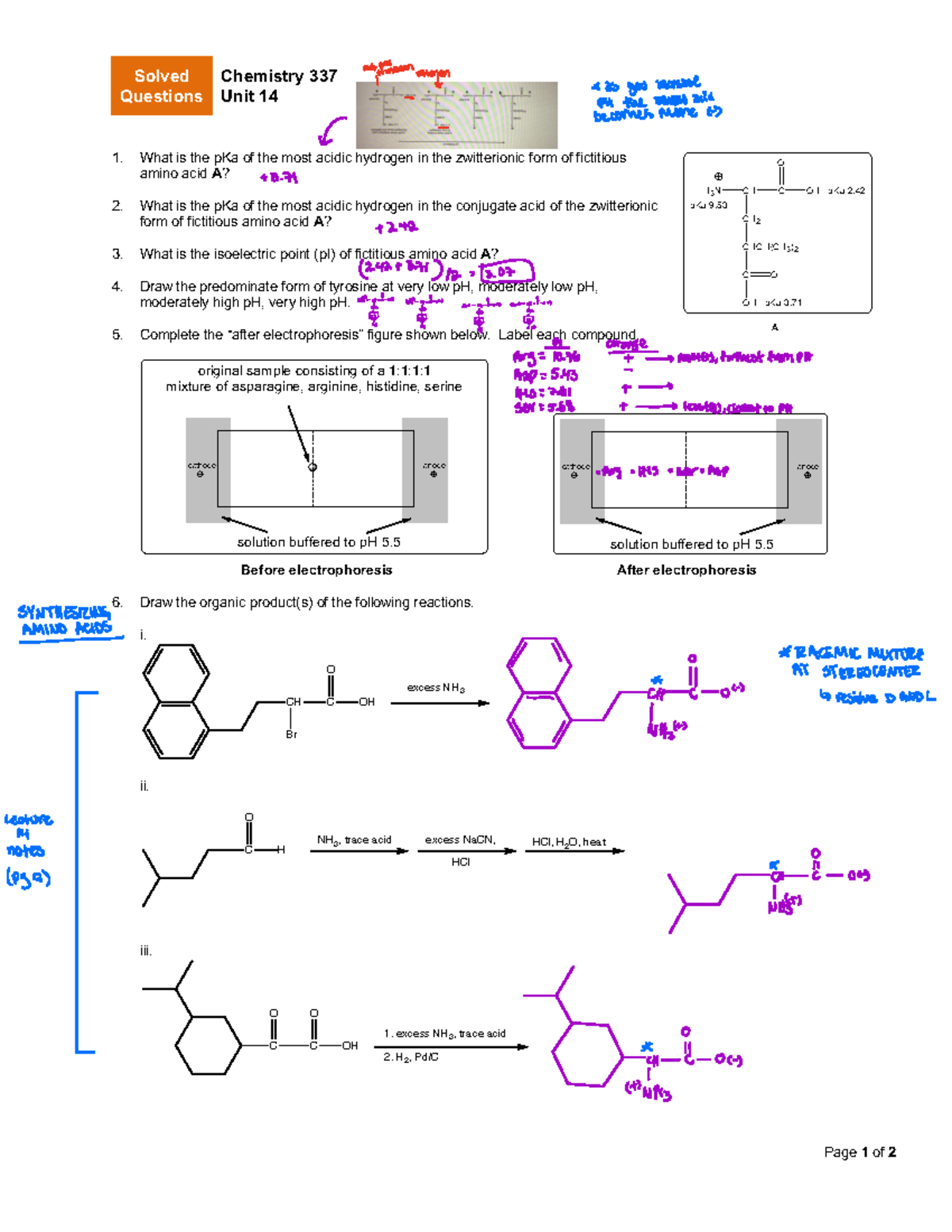 Unit 14 solved questions - Page 1 of 2 Solved Questions Chemistry 337 ...