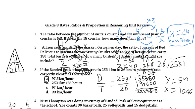 Grade 8 Rates & Ratios Unit Review - Dhcbeudurhr - Studocu