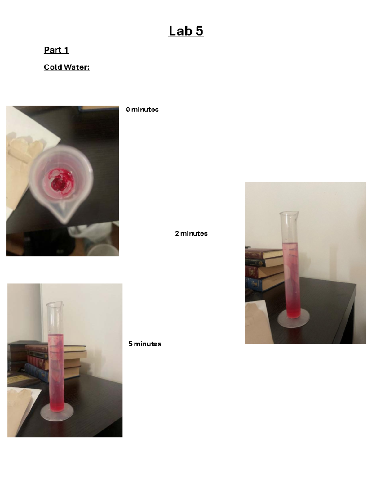 Lab 5: Cold and Hot Water Diffusion Coefficient Analysis - Studocu