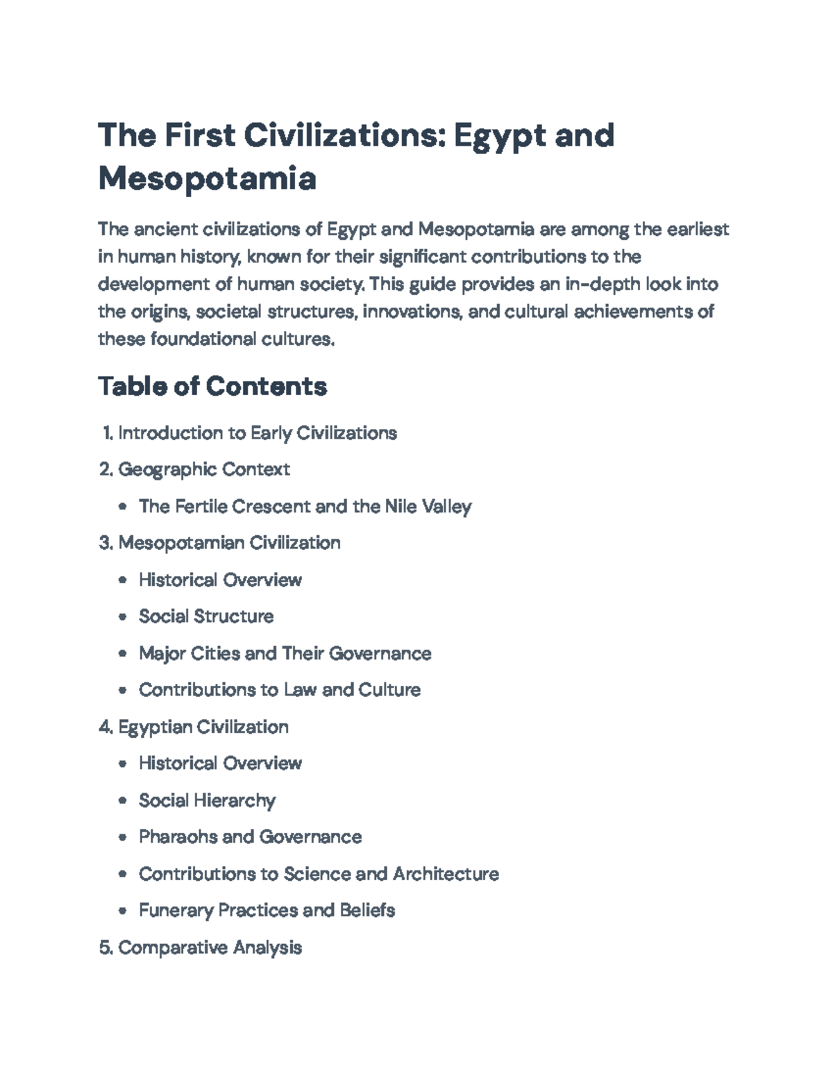 A Comprehensive Guide to the Civilizations of Egypt and Mesopotamia ...