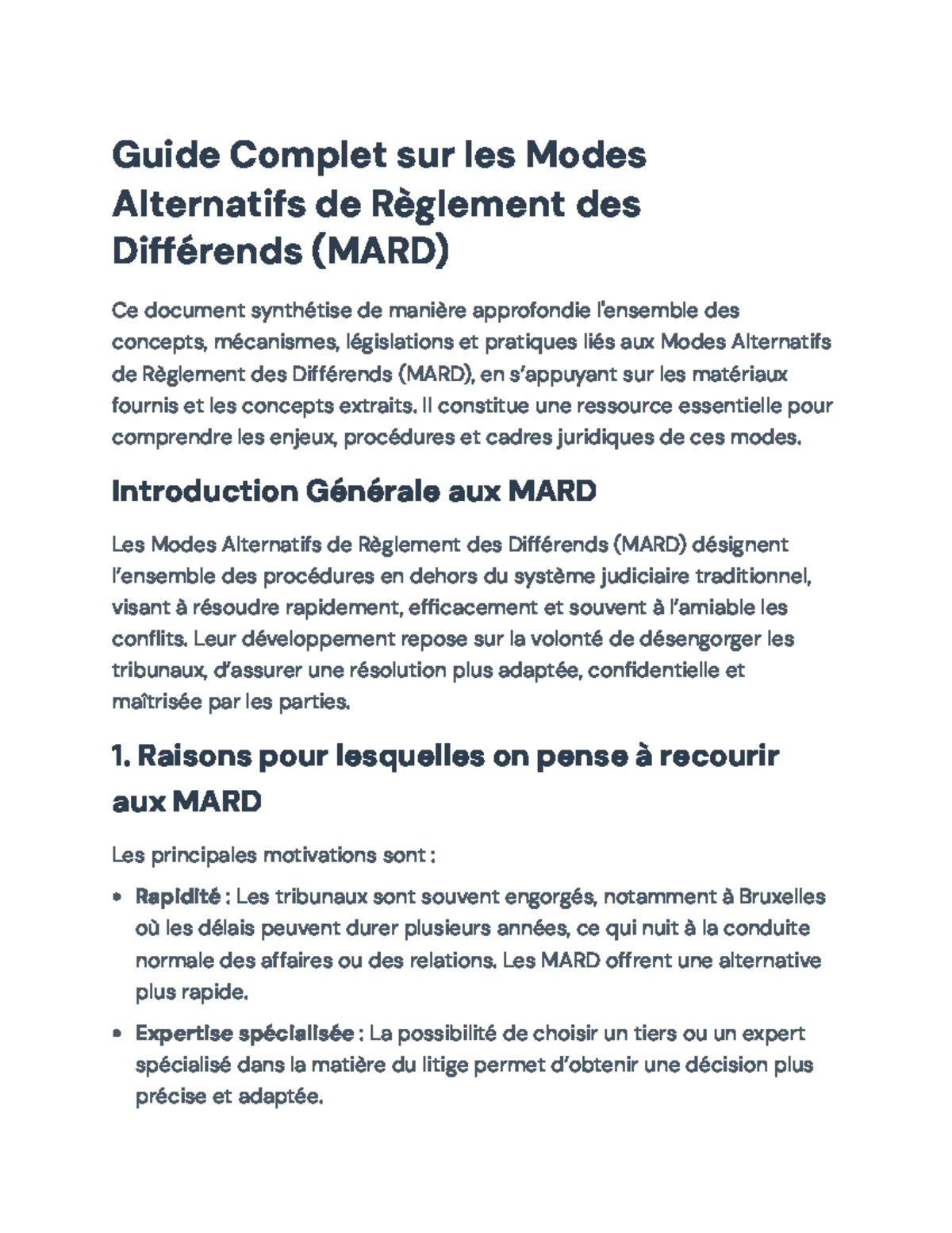 Guide Complet MARD : Modes Alternatifs de Règlement des Différends ...