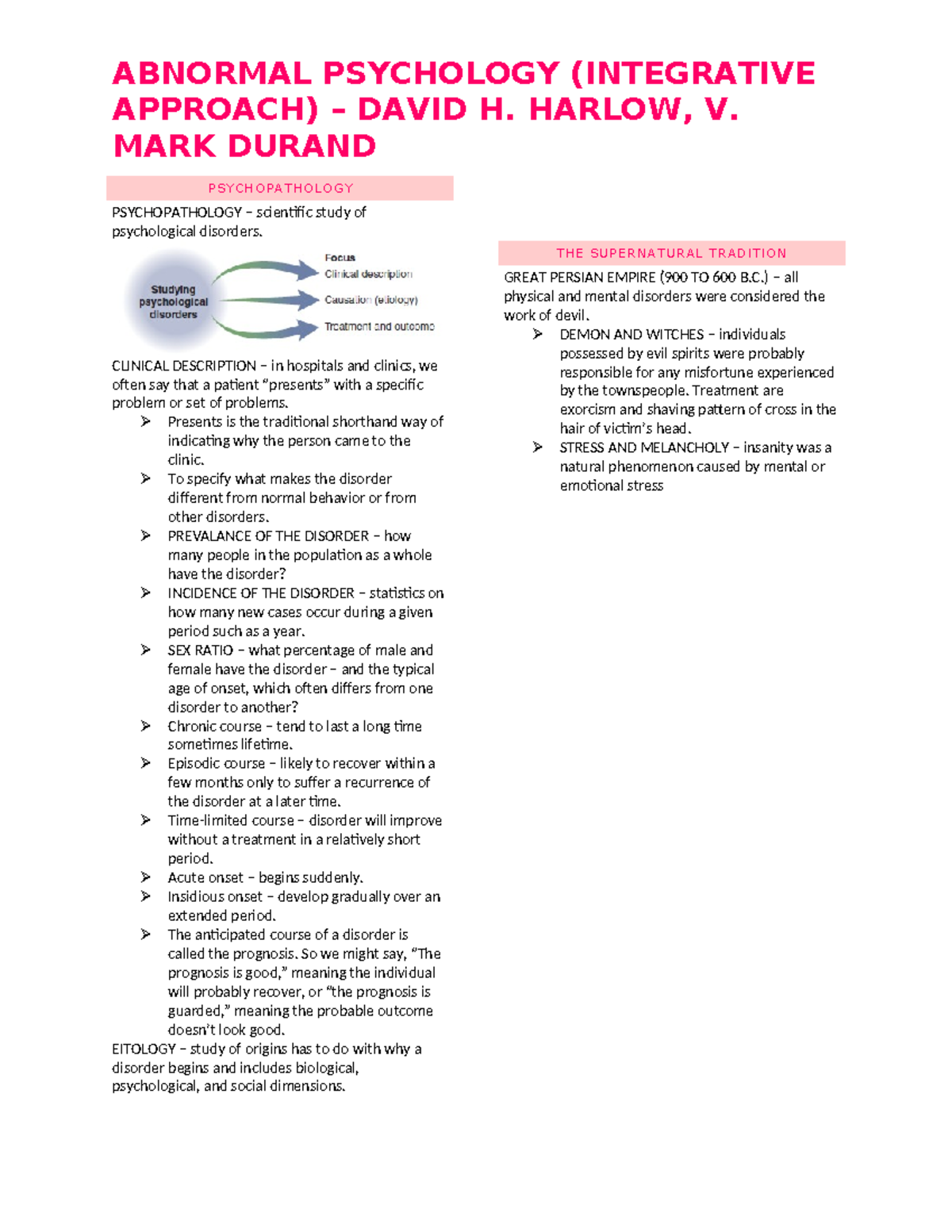Abpsych - ABNORMAL PSYCHOLOGY NOTES - ABNORMAL PSYCHOLOGY (INTEGRATIVE ...