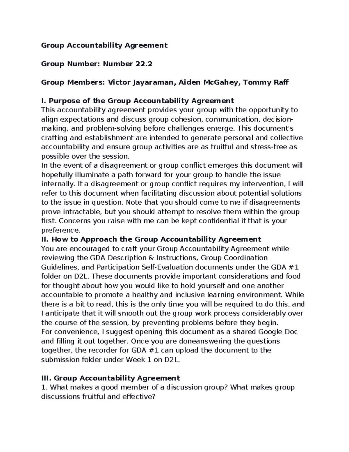 IAH 206 GAA FORM - home work - Group Accountability Agreement Group ...