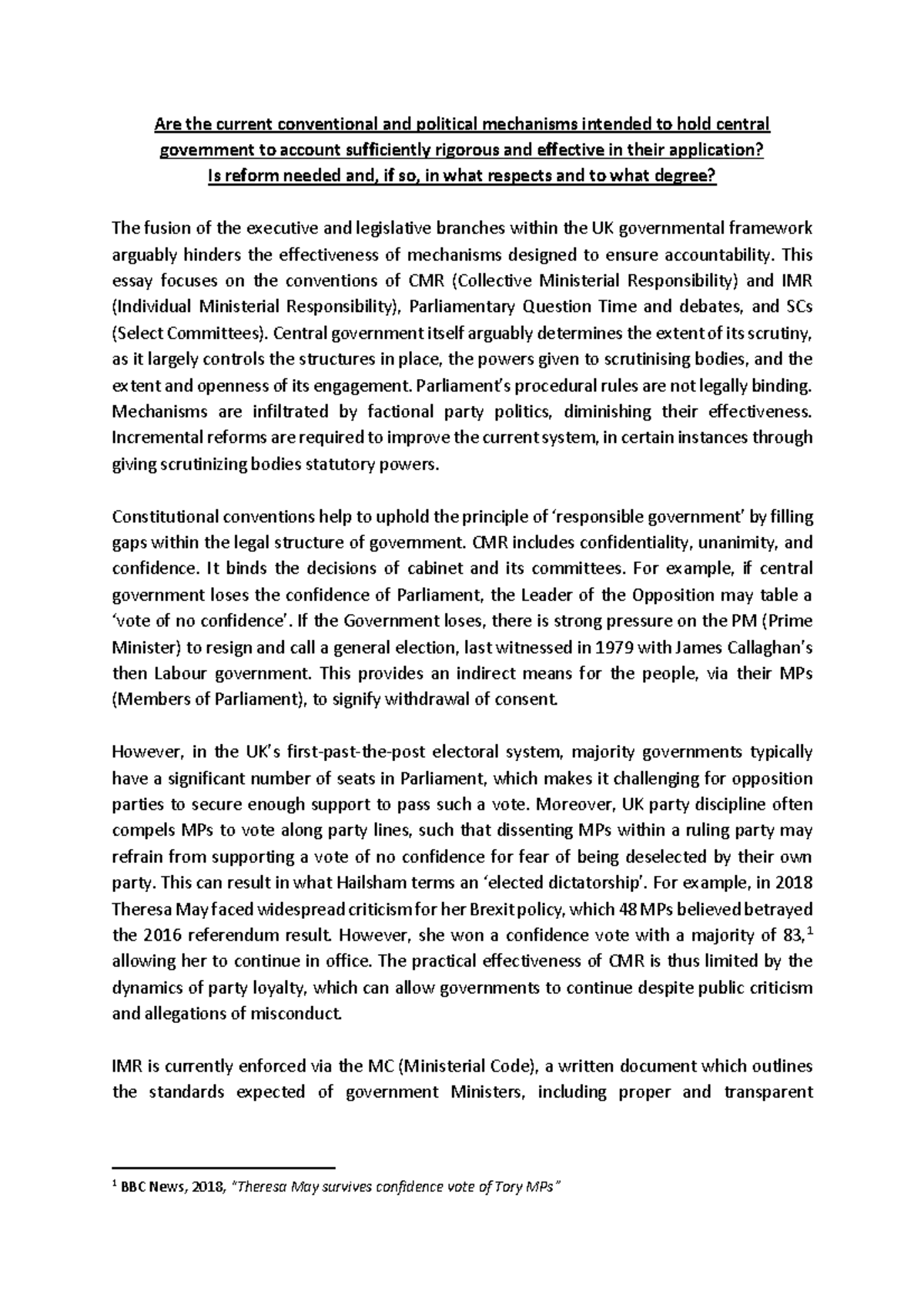 PL1 Formative Essay: Evaluating Accountability Mechanisms in UK Government - Studocu