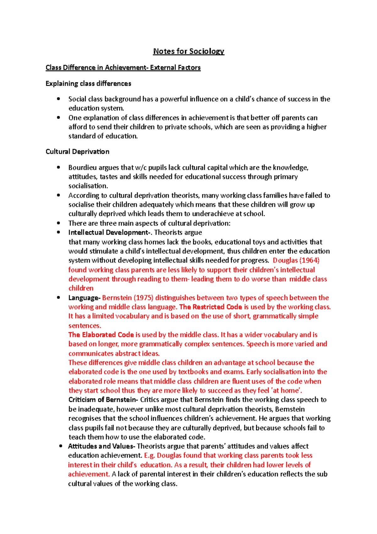 Families and Households Revision Notes - AS Sociology Family and ...
