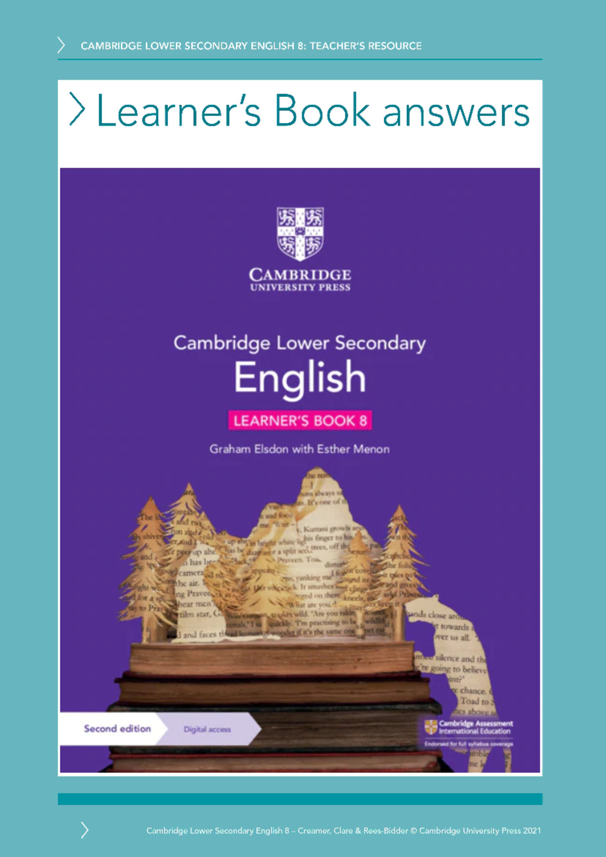 Cambridge Lower Secondary English 8: Learner's Book Answers Guide - Studocu