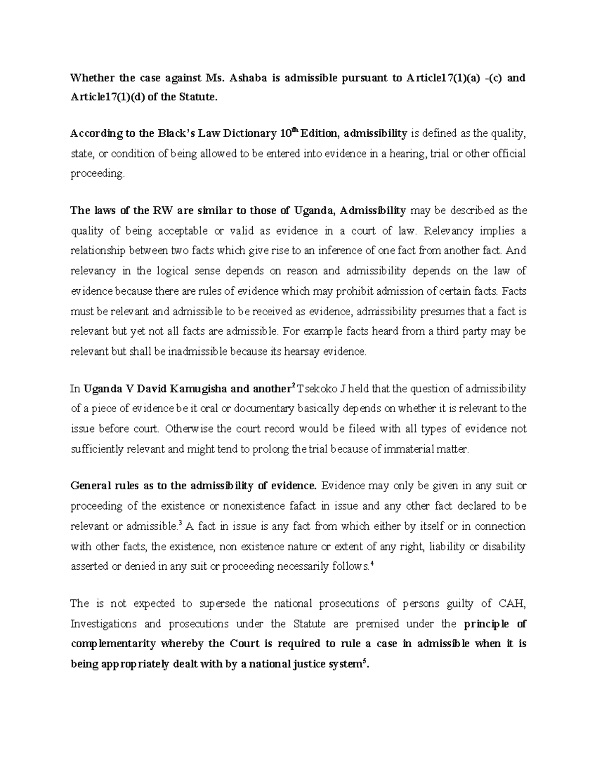 Case Summary Guidelines for Admissibility: ICC Analysis - Studocu