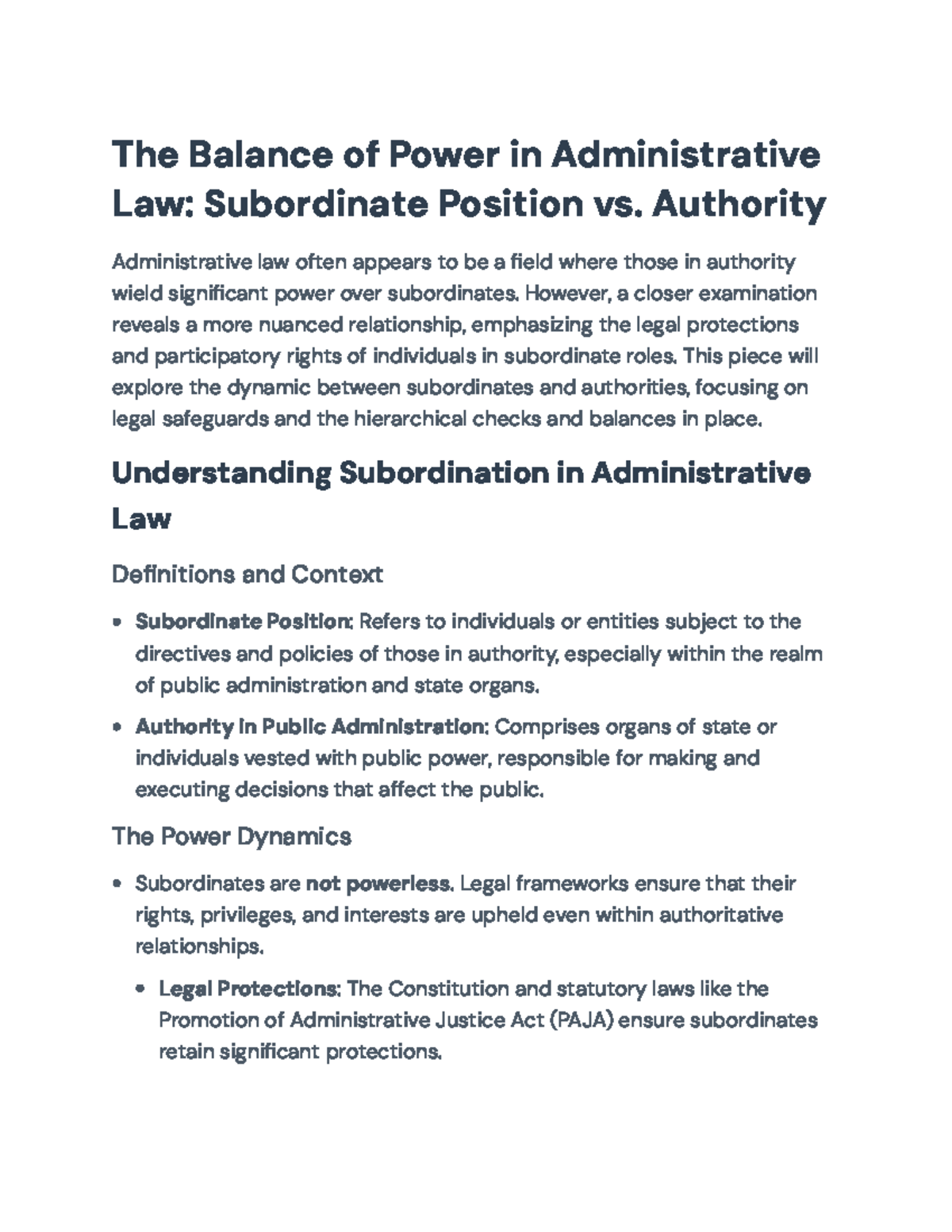 The Balance of Power in Admin Law: Subordinate Rights & Authority - The ...