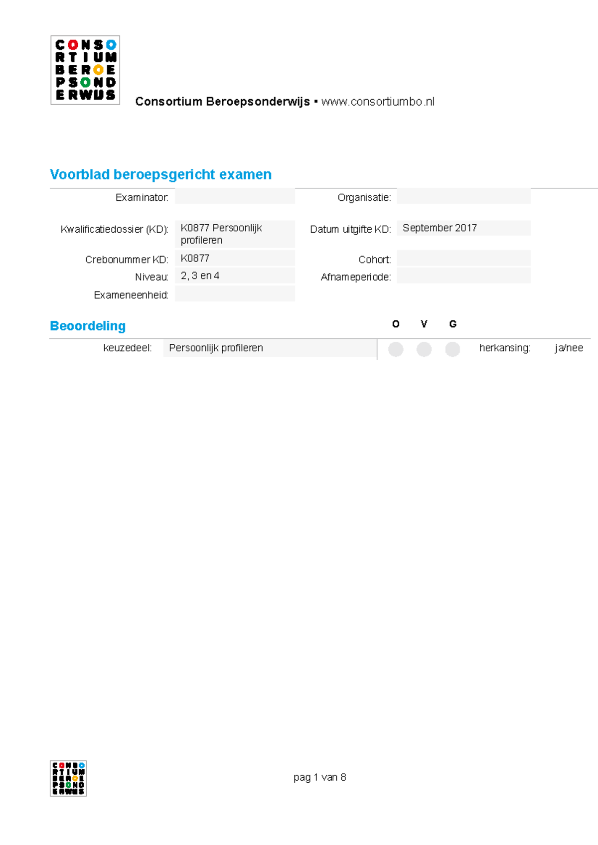 Keuzedeel Examen Persoonlijk Profileren K0877 - Herkansing Informatie ...