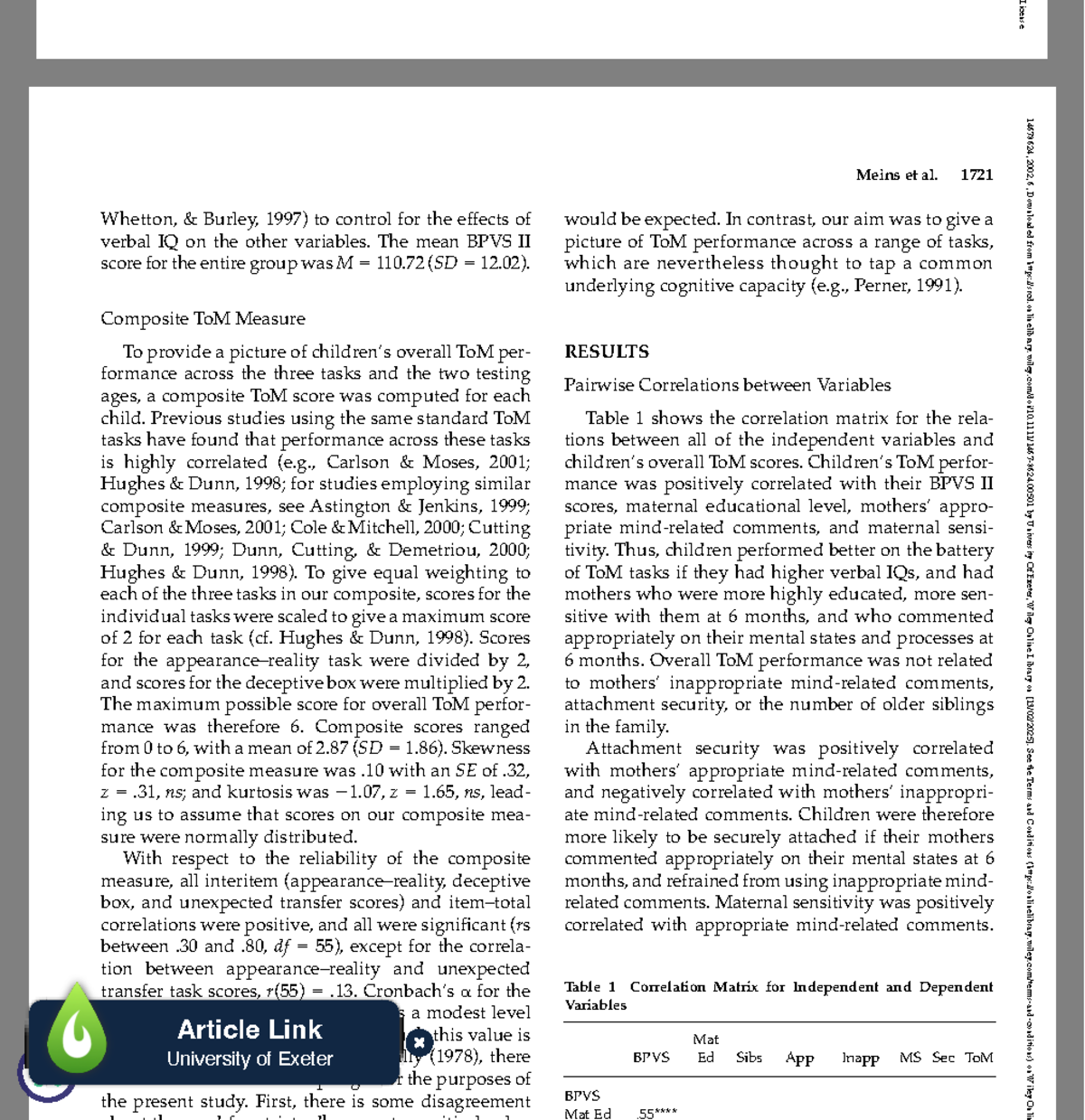 Maternal Mind–Mindedness and Attachment Security as Predictors of ...