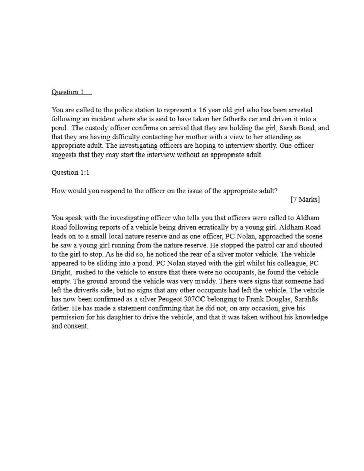 Law Past Paper: Police Station Representation & Interview Strategies ...