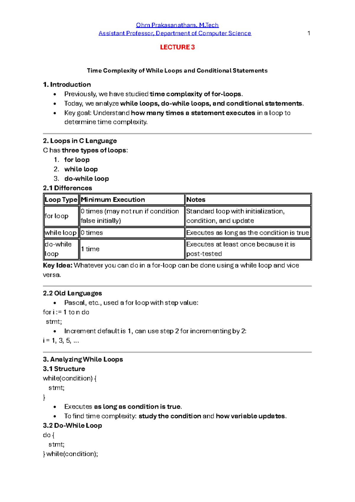 Lecture 3: Time Complexity of While Loops (CS 101) - Studocu