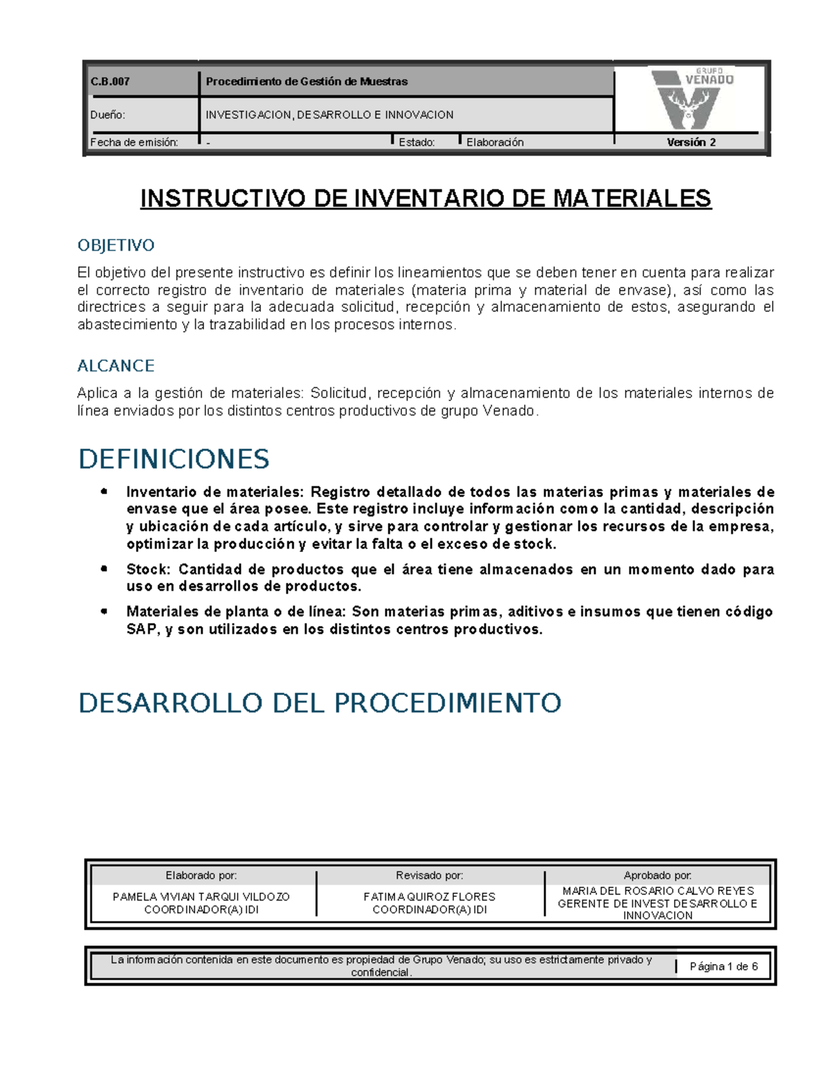 C.B.007 Instructivo de Inventario de Materiales - Gestión y ...