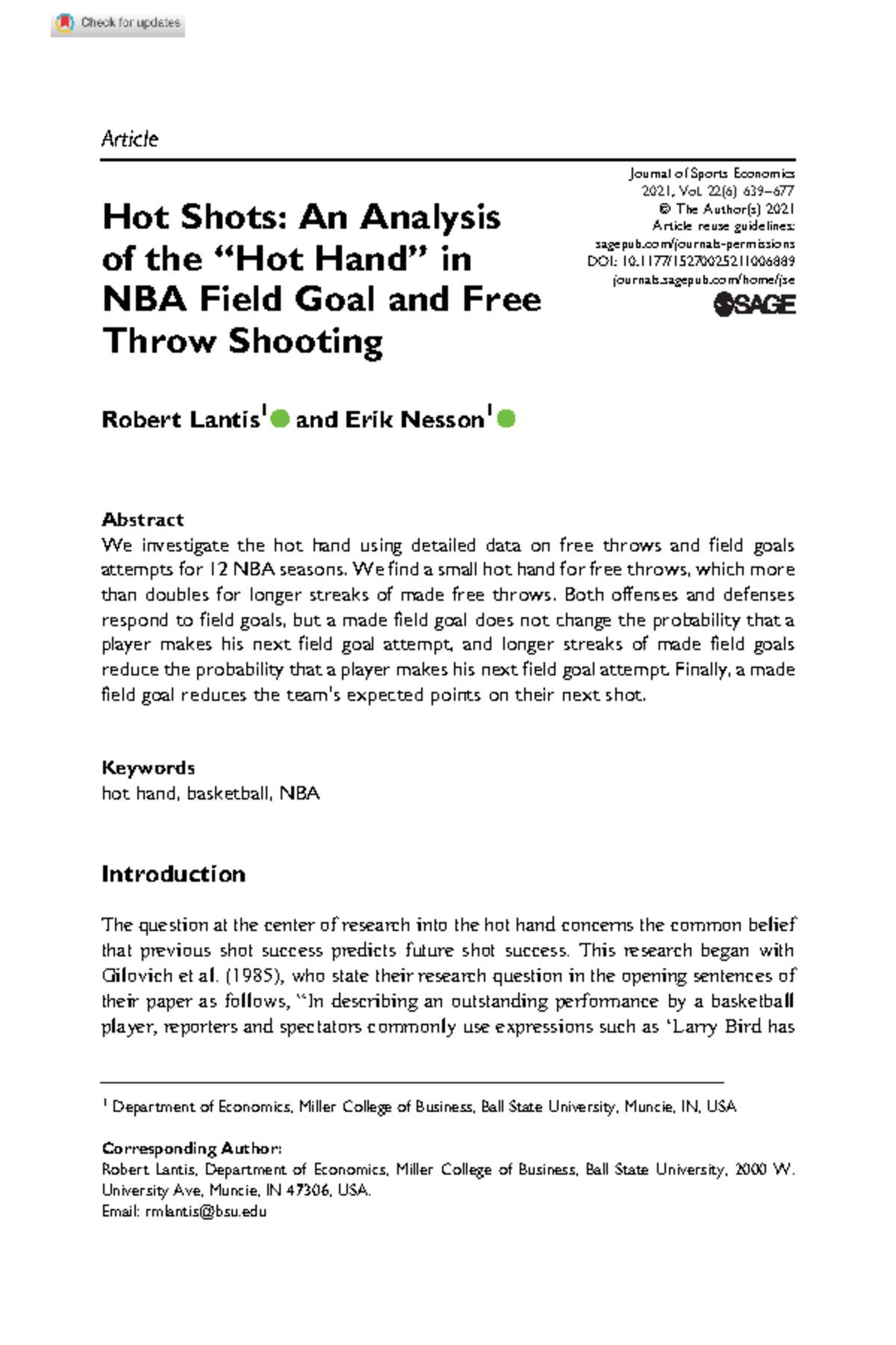 Lantis Nesson hot shots - Article Hot Shots: An Analysis of the “Hot ...