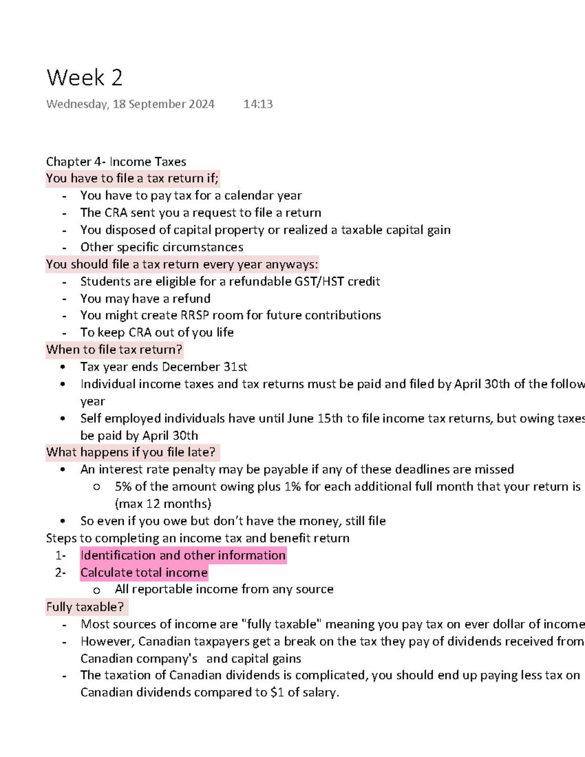 Week 2 - Chapter 2 - Chapter 4- Income Taxes You have to file a tax ...