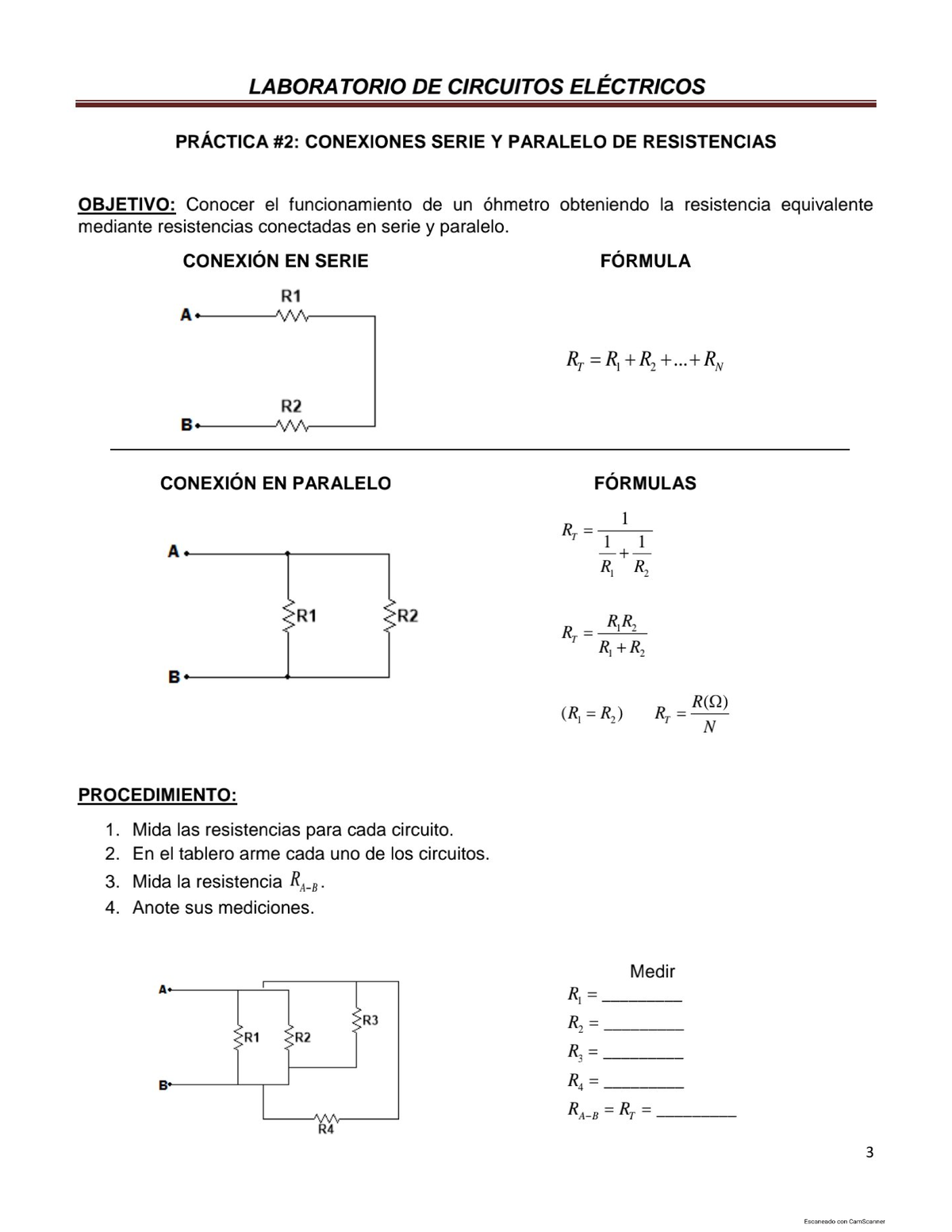 Práctica de Laboratorio: Conexiones en Serie y Paralelo de Resistencias - Studocu