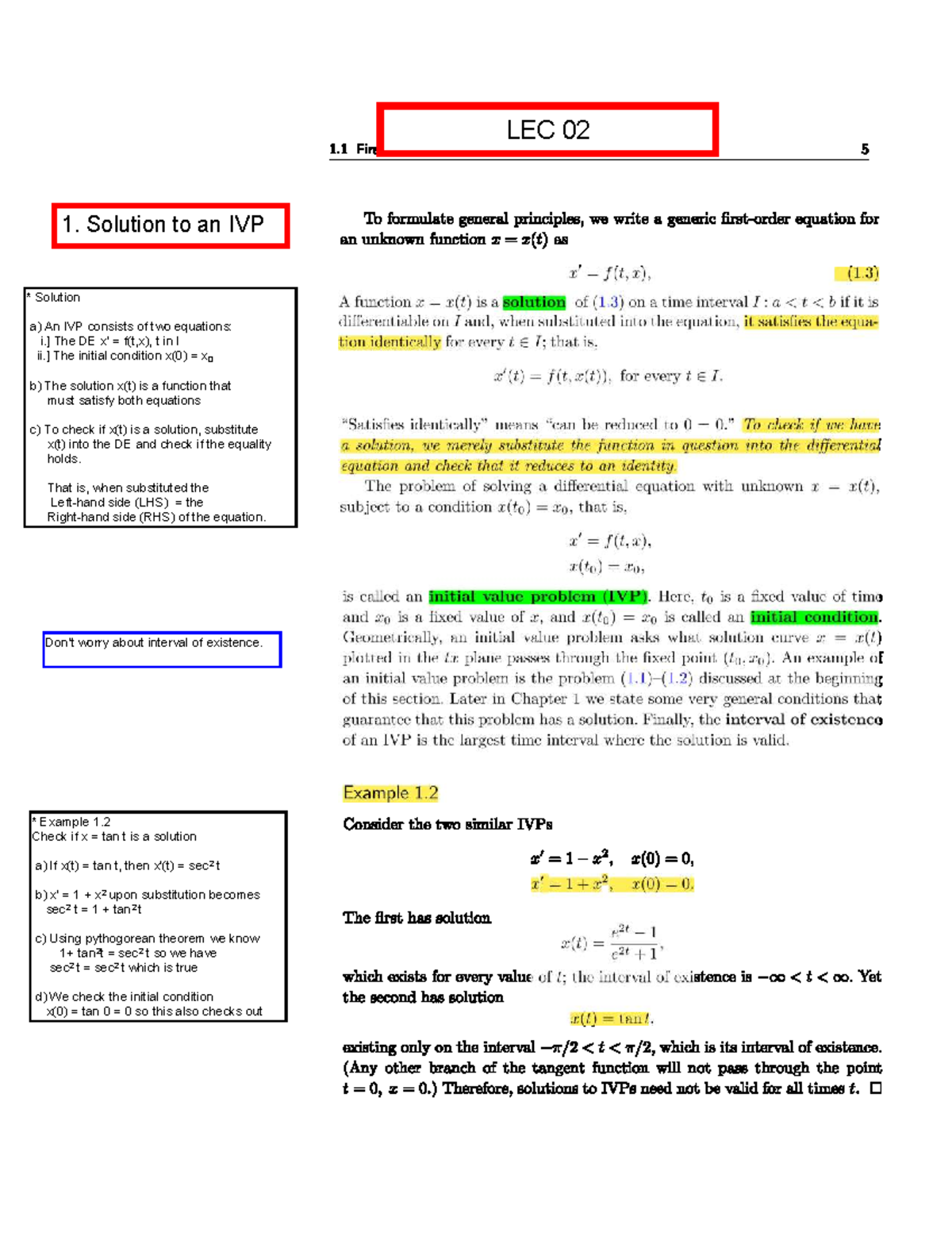 Title: LEC 02: Solutions to Initial Value Problems and Direction Fields ...