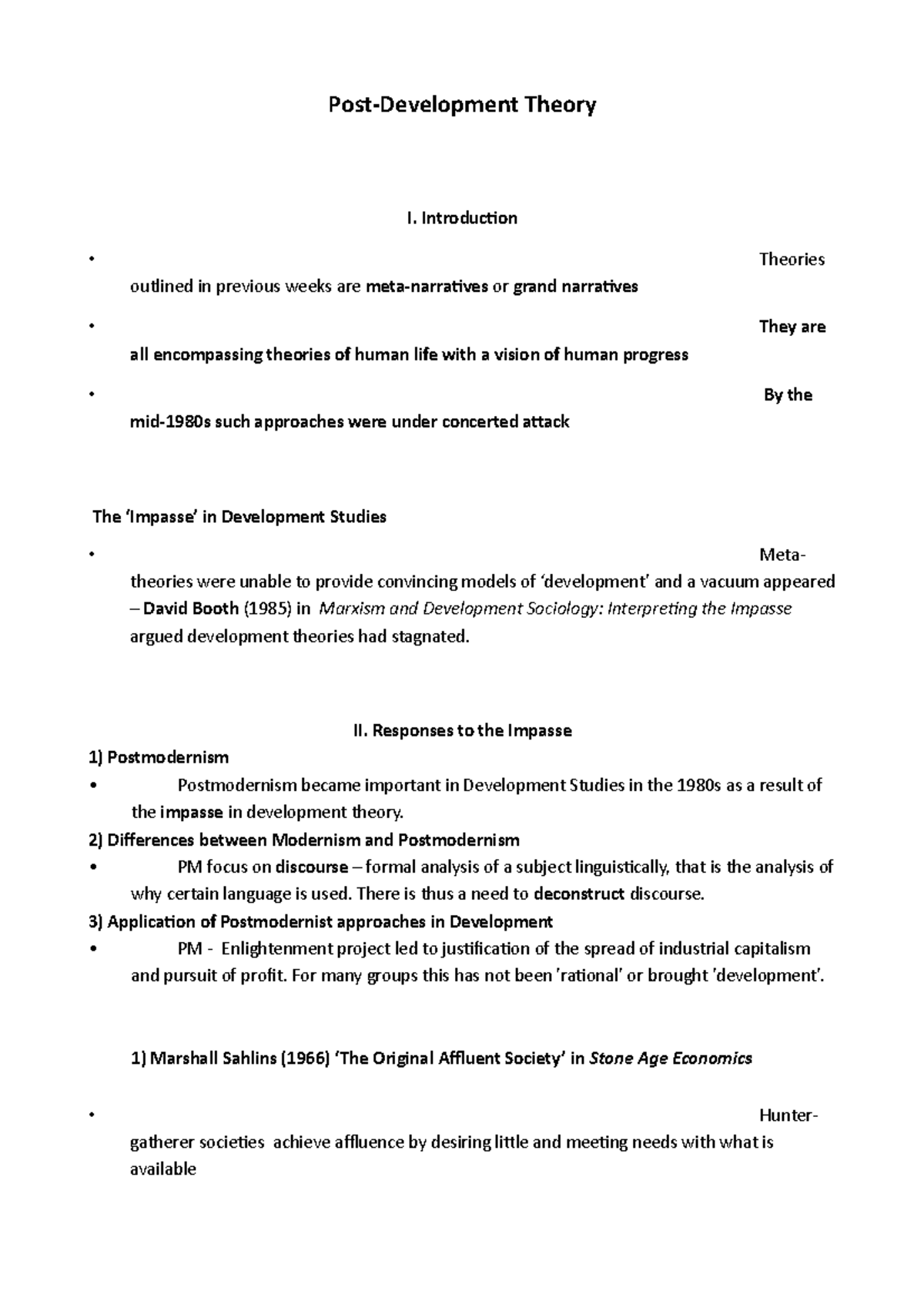 Post-Development Theory: Analyzing the Impasse in Development Studies ...