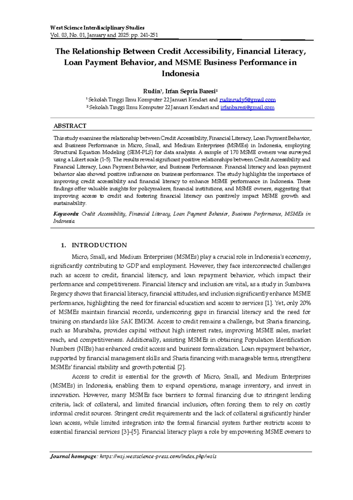The Relationship Between Credit Accessibility, Financial Literacy, and ...
