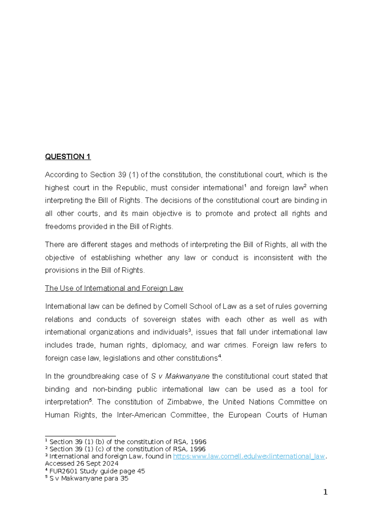 FUR 2601 Assignment 2 - QUESTION 1 According to Section 39 (1) of the ...