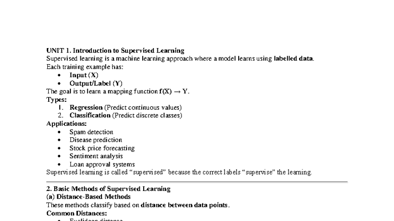 UNIT 1-6: Comprehensive Guide to Supervised & Unsupervised Learning ...