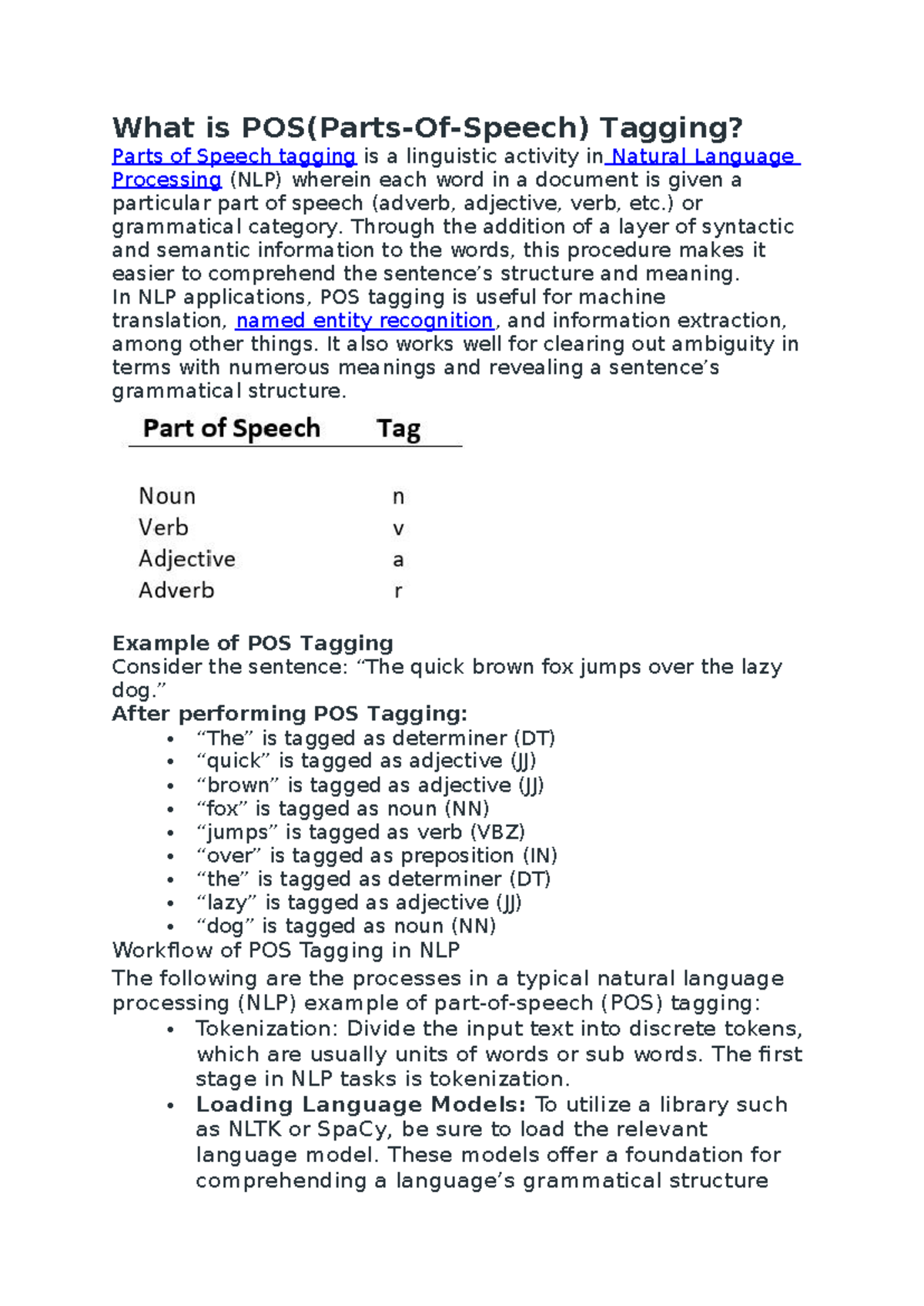 NLP Module-4 - What is POS(Parts-Of-Speech) Tagging? Parts of Speech ...