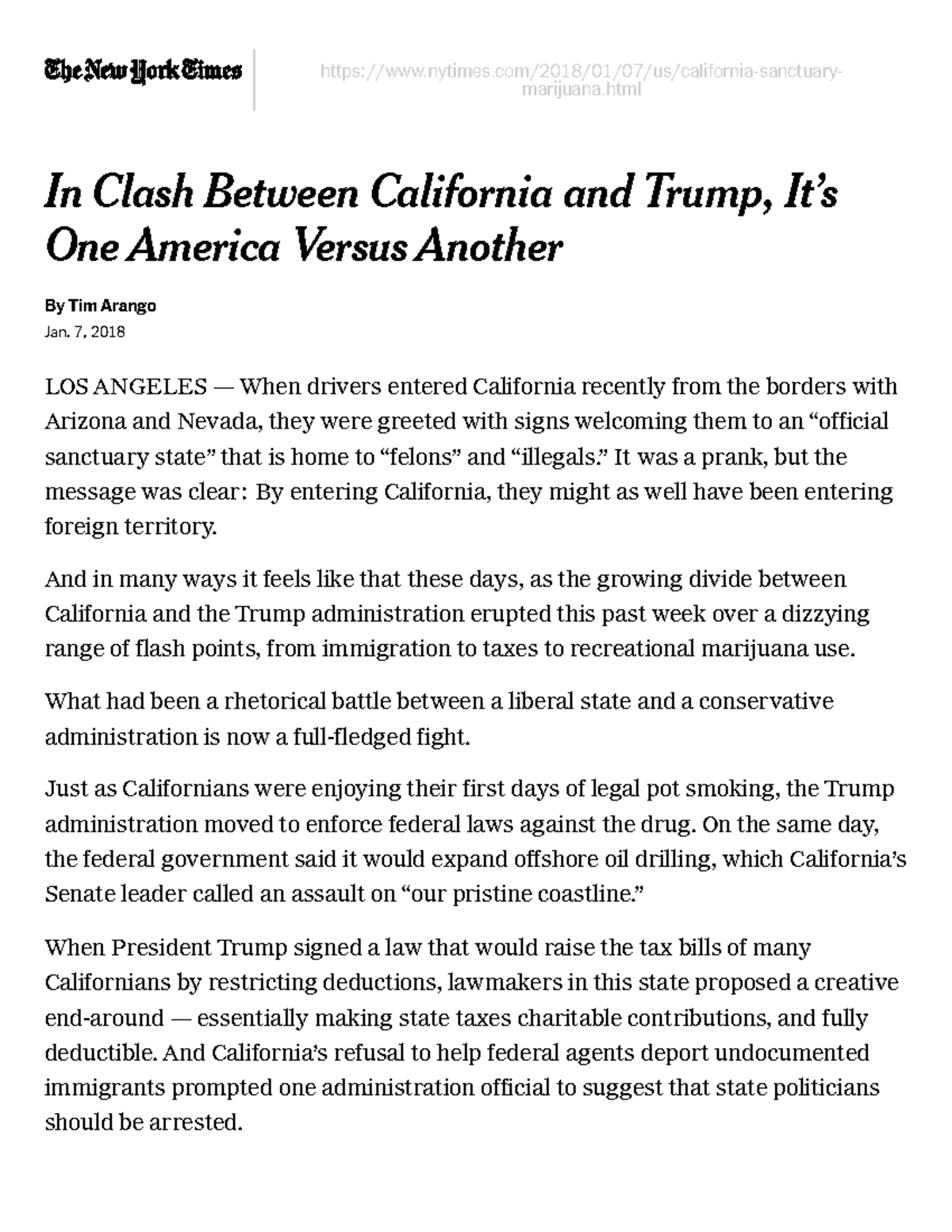 Clash of Ideologies: California vs. Trump Administration Dynamics - Studocu