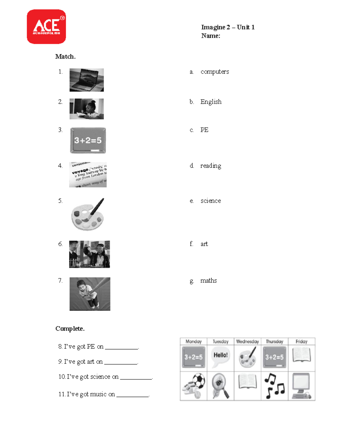 BTT - IM2 - Unit 1: Match & Complete Activities - Studocu