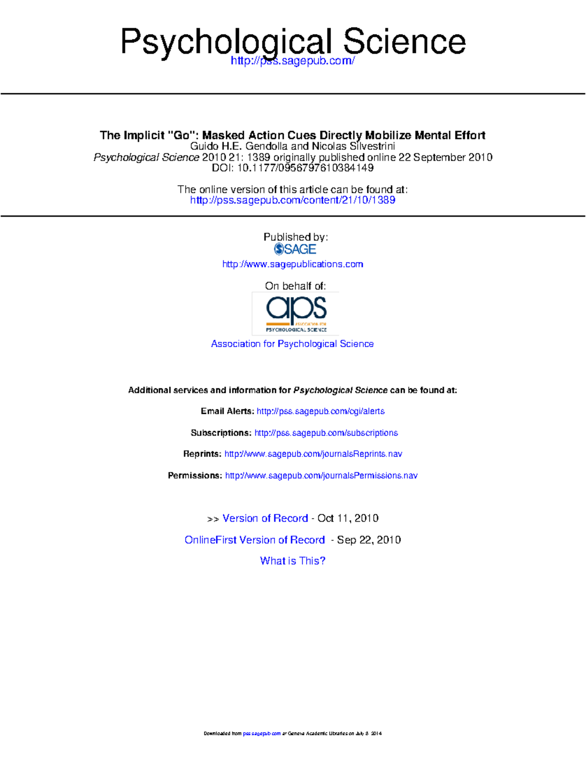 Lecture obligatoire - note - pss.sagepub/ Psychological Science pss ...