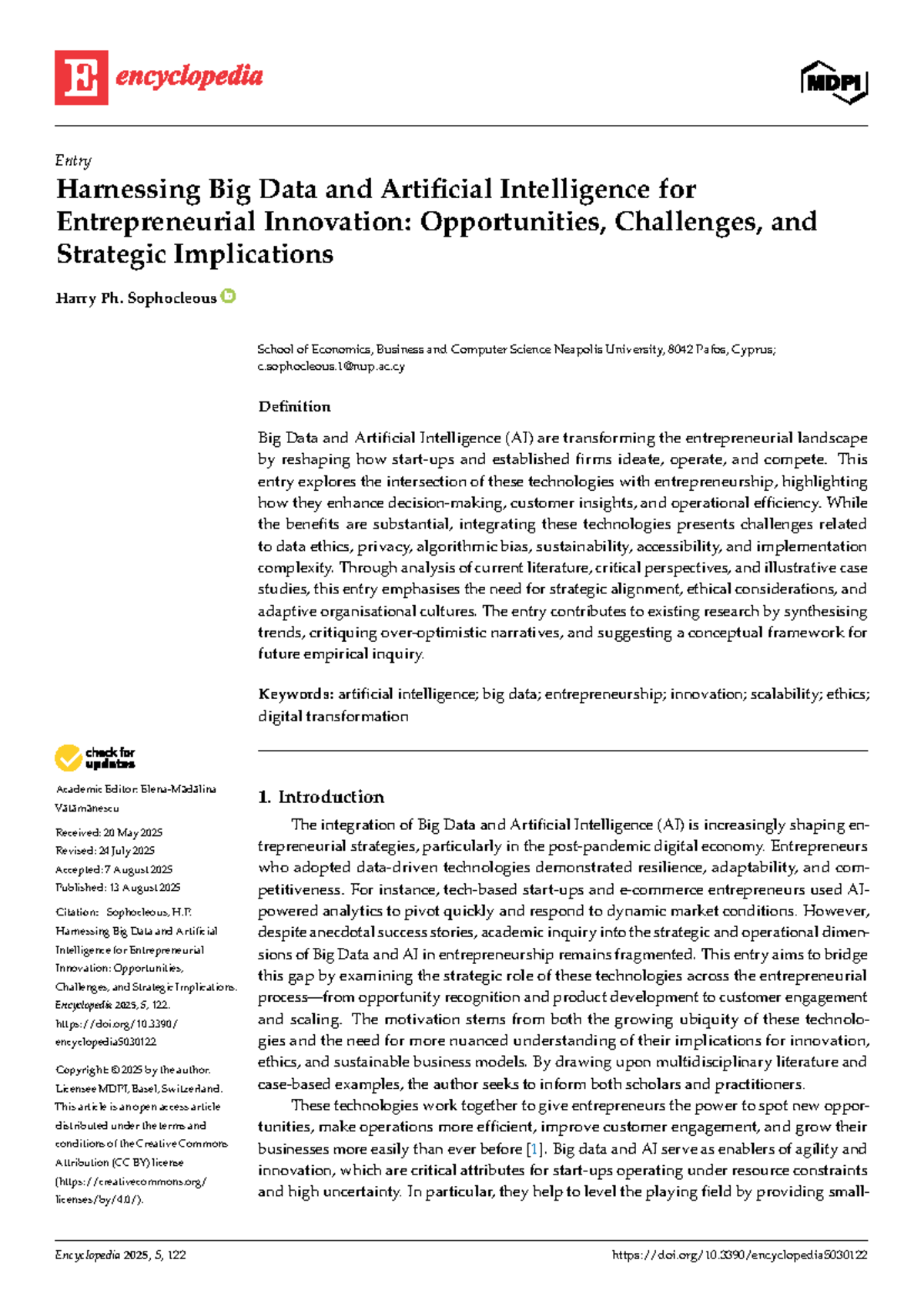 Harnessing Big Data & AI for Entrepreneurial Innovation: Insights & Challenges - Studocu