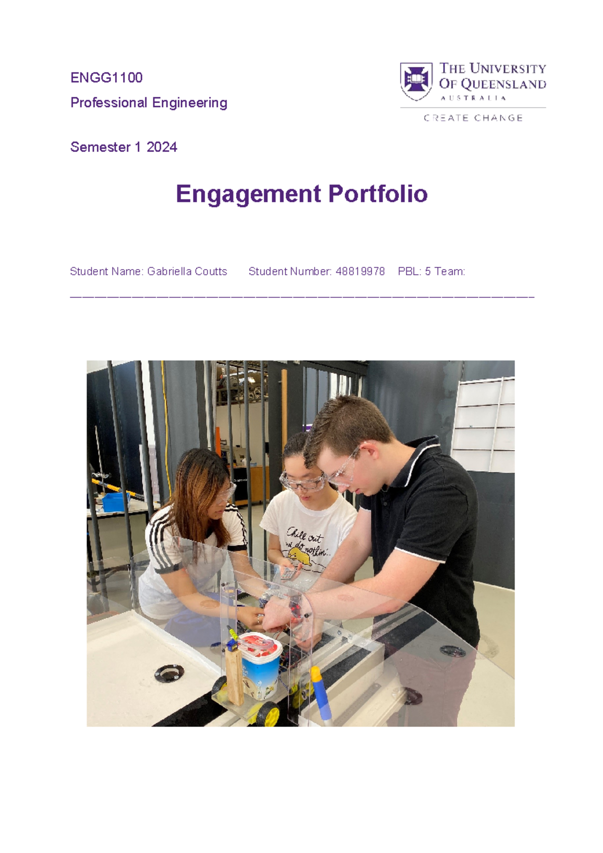 ENGG1100 Semester 1 2024 Professional Engineering Engagement Portfolio ...