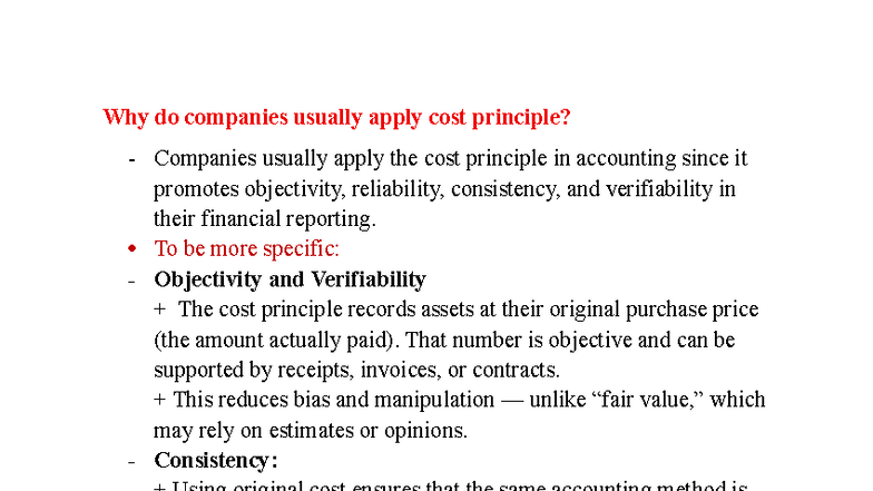 Cost Principle in Accounting: Importance and Benefits (FBDPF 1) - Studocu