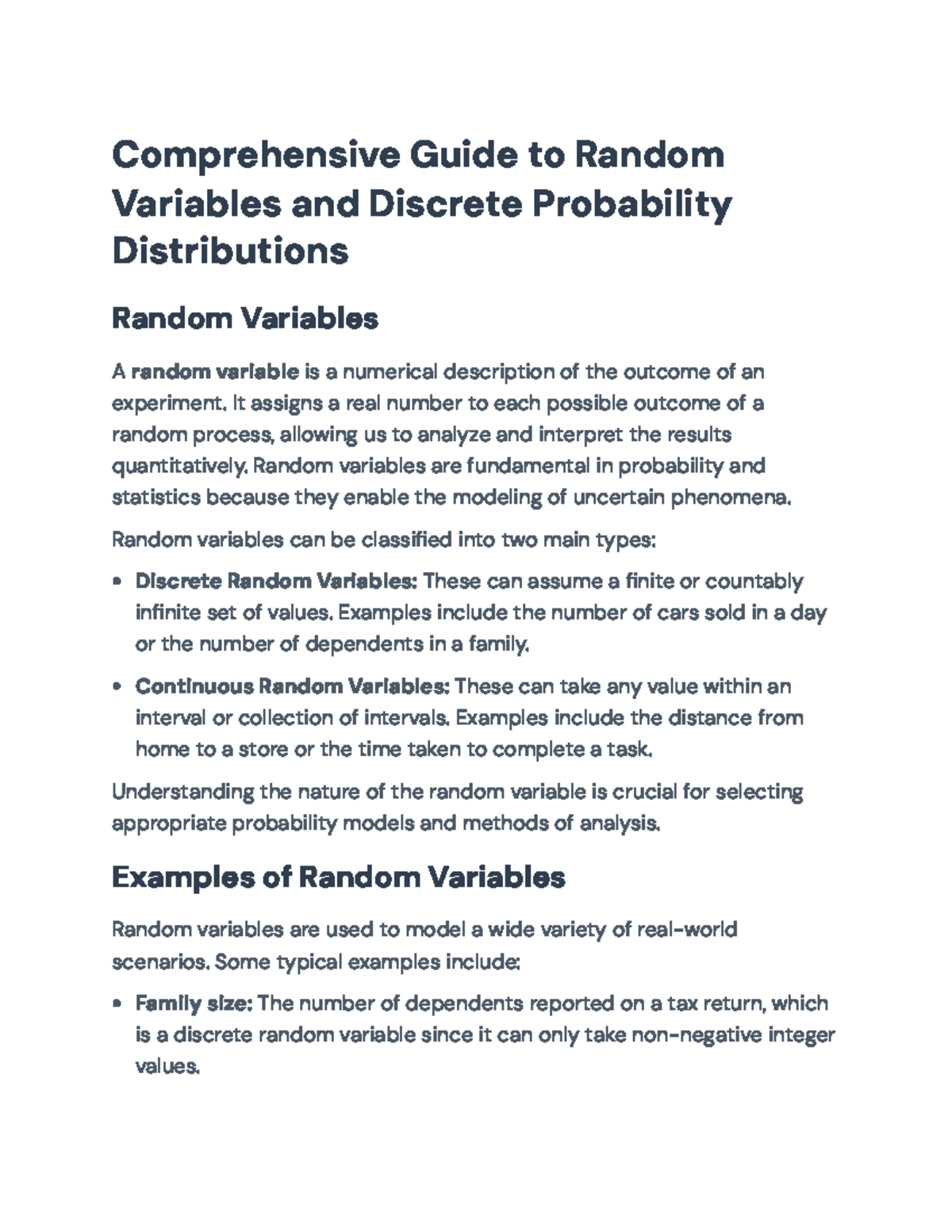 Comprehensive Guide to Random Variables & Discrete Probability Dist ...