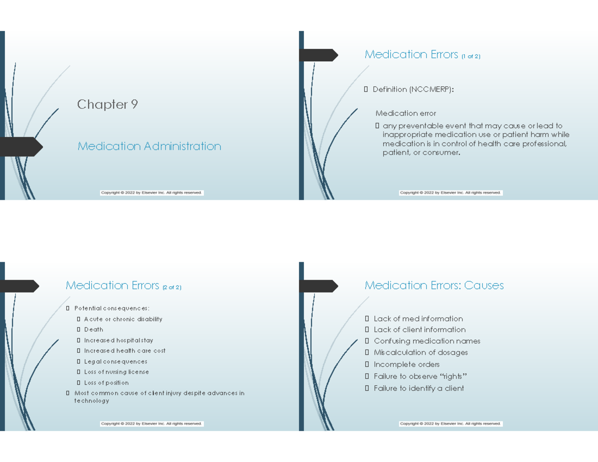 Chapter 9 powerpoint notes - Medication Administration Chapter 9 ...