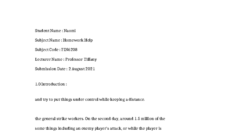 FIN6208 - Homework Help: Insights and Reflections - Studocu