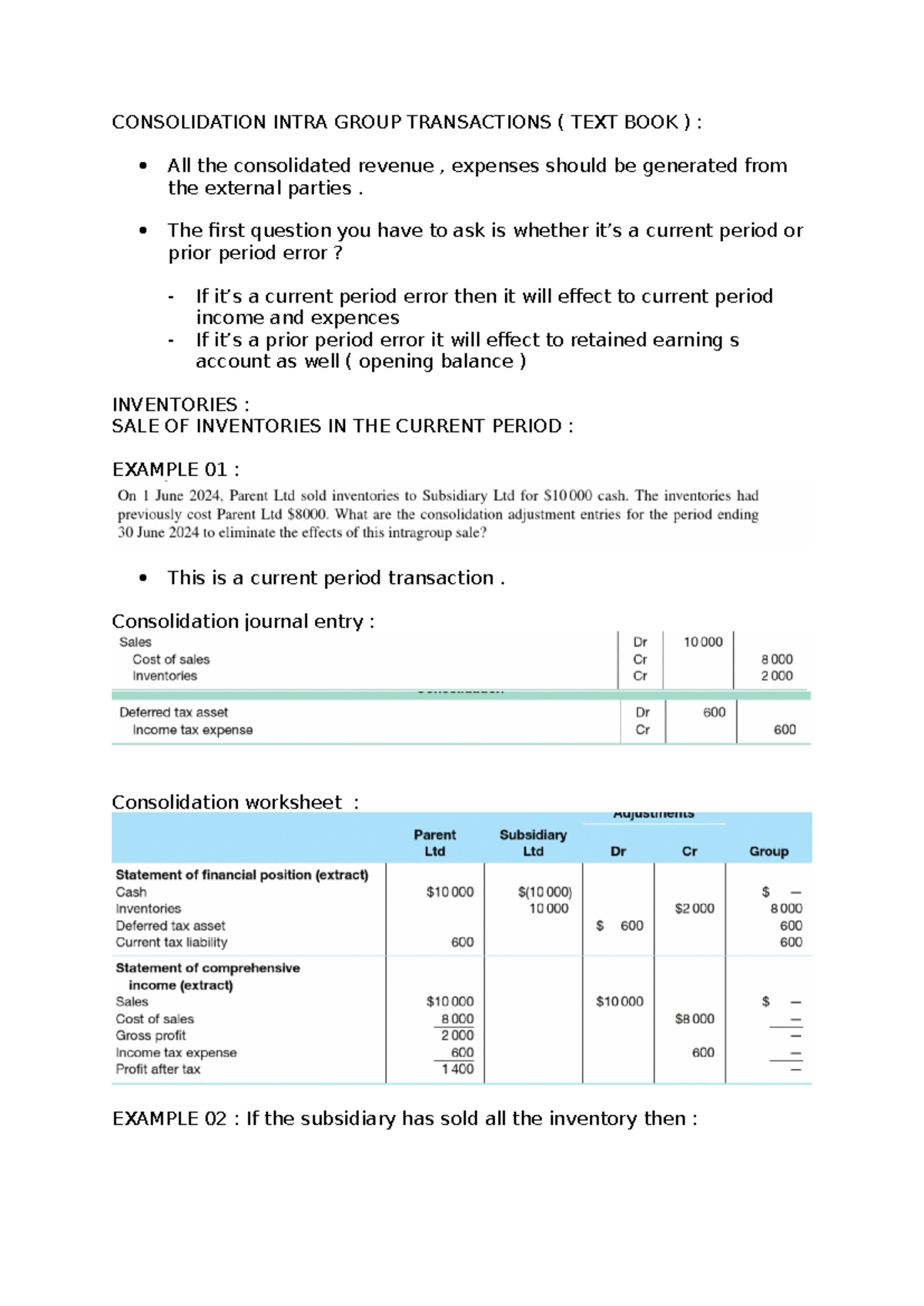 Consolidation Intra Group Transactions - CONSOLIDATION INTRA GROUP ...