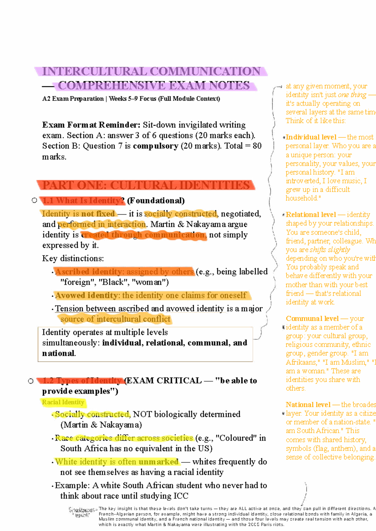 ICC A2 Exam Notes: Key Concepts in Intercultural Communication - Studocu