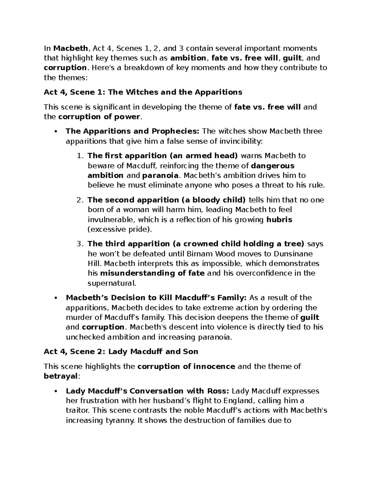 Macbeth Analysis: Key Themes in Act 4, Scenes 1-3 - Studocu