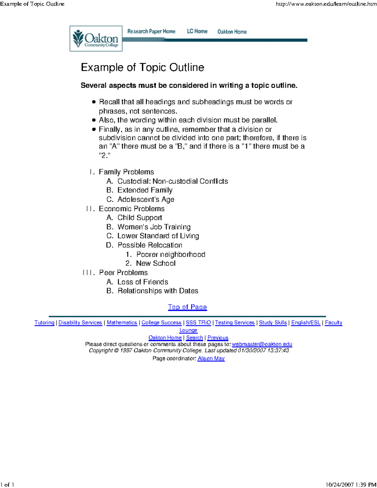 Example of Topic Outline - htm 1 of 1 10/24/2007 1:39 PM Example of ...