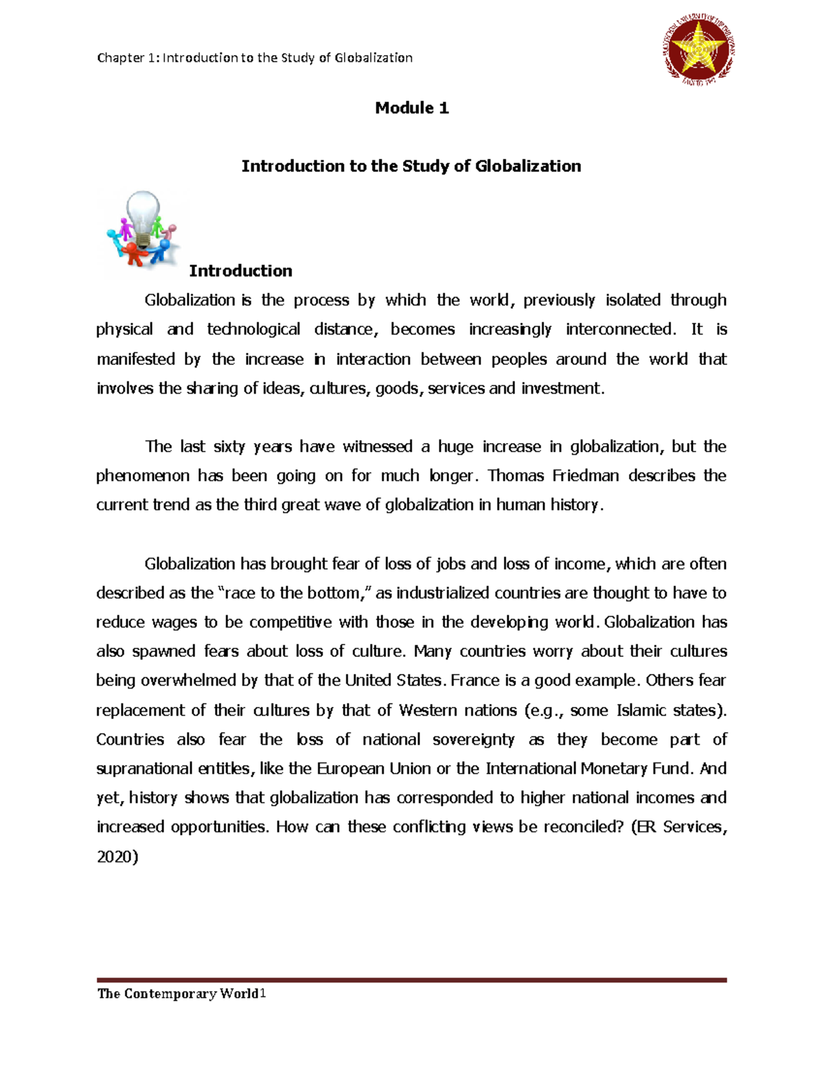 Module 1: Globalization Perspectives - Heterogenization vs ...