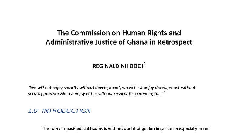 CHRAJ 2: Analyzing the Role of Ghana's Human Rights Commission - Studocu