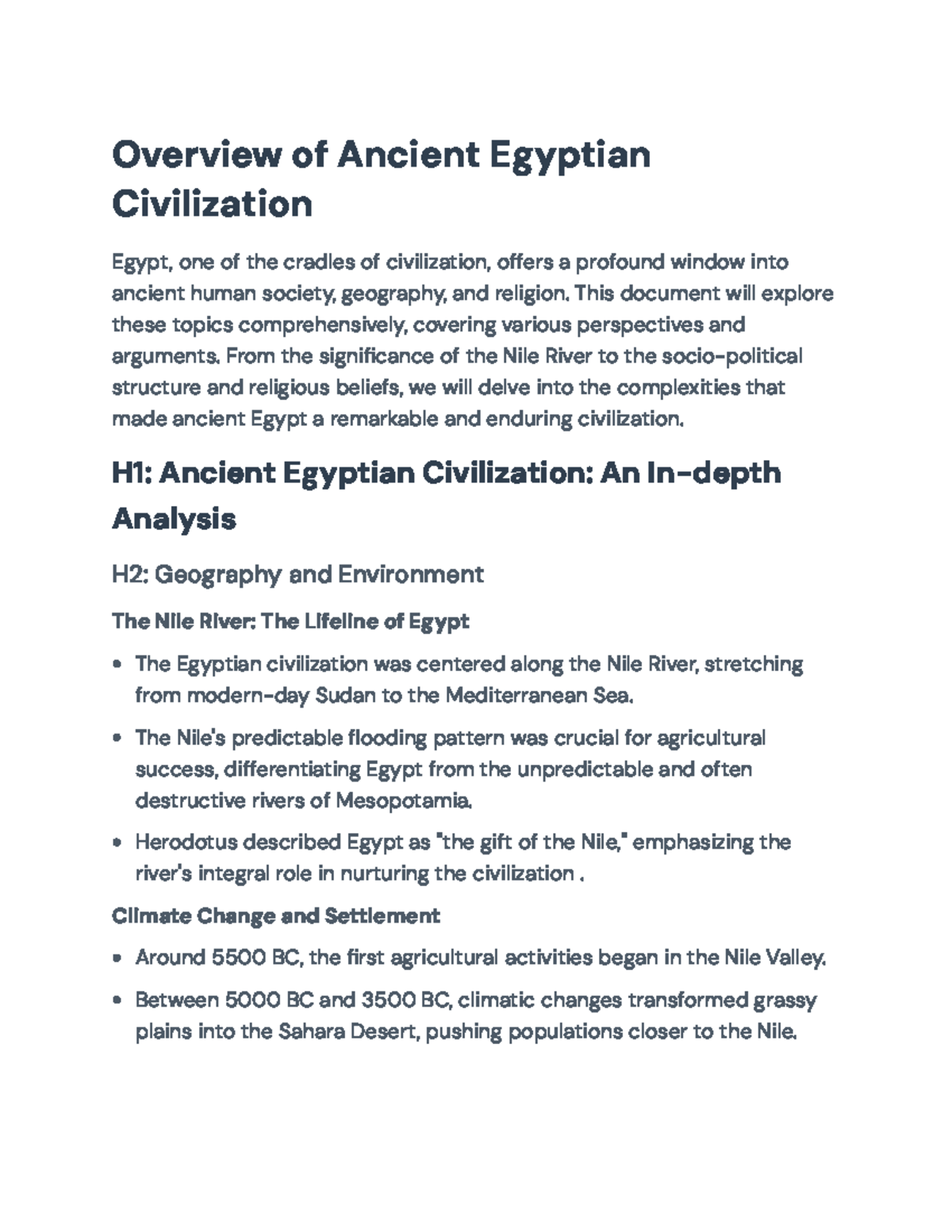Ancient Egyptian Civilization: Geography, Society, and Religion ...