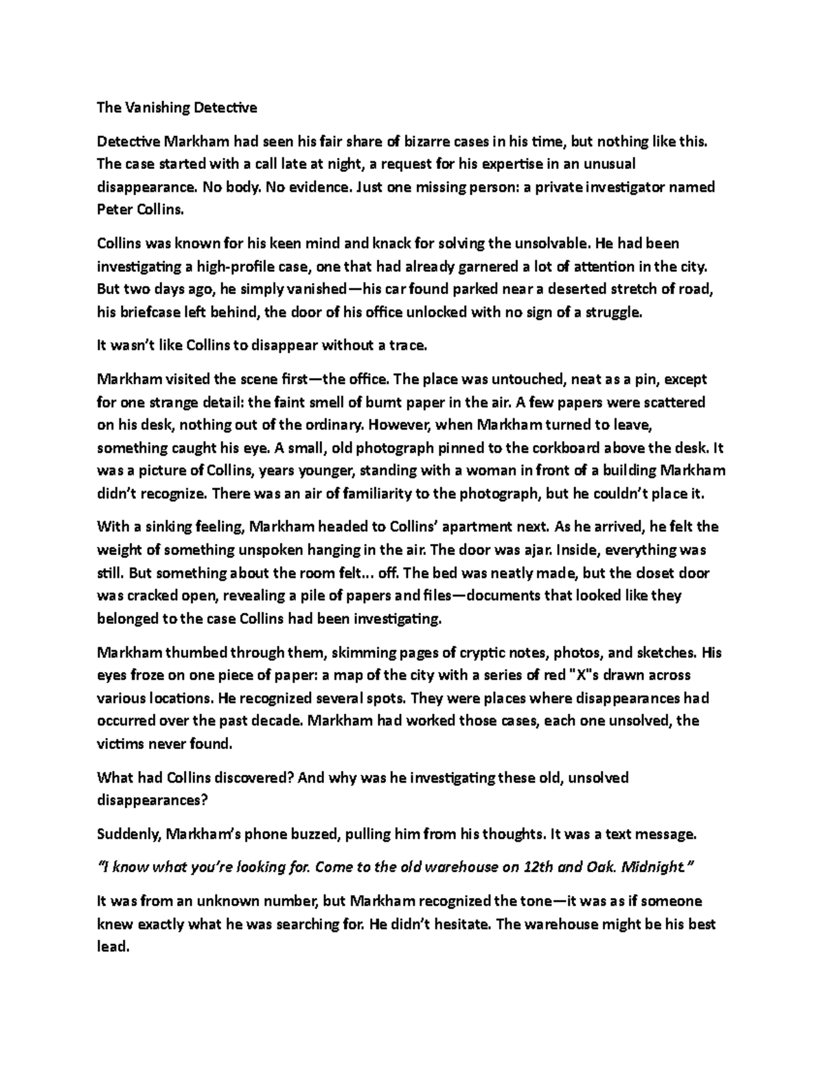 The Vanishing Detective - The Vanishing Detective Detective Markham had ...